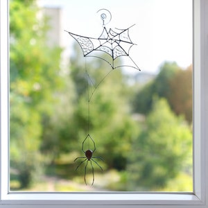 Spider Web Stained Glass Spider on the Web Window Hangings - Etsy