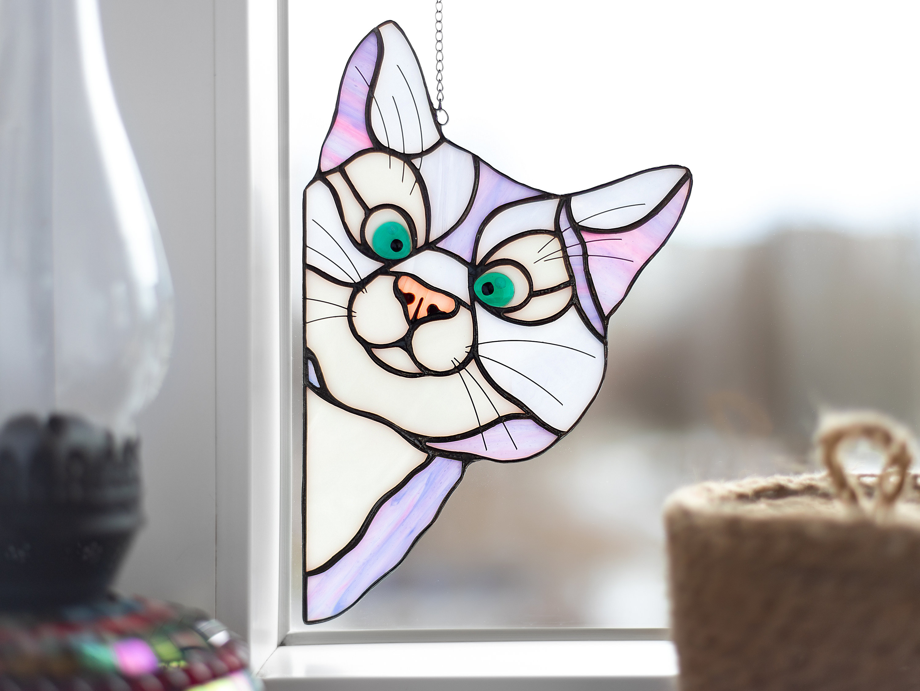 Suncatchers Glass Art Stained glass Cat Suncatcher cat FavoriteGlass ...