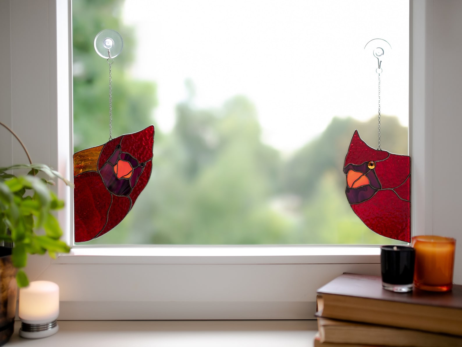 Red Cardinal Stained Glass Window Hangings Mothers Day Gift - Etsy