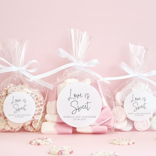 Favour Sweet Bags With Personalised Sticker Sweet Chocolate Etsy Uk