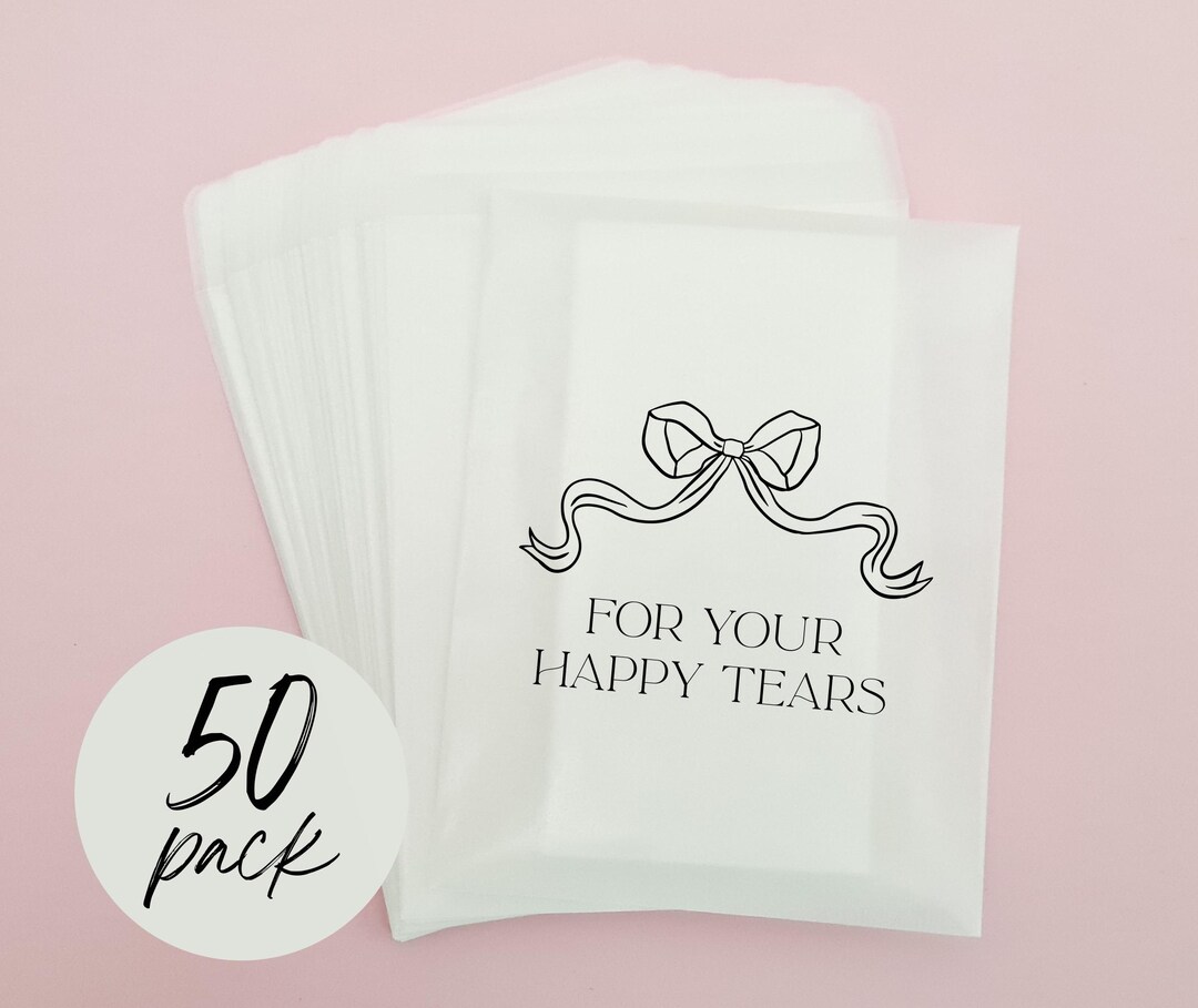 50 'for Your Happy Tears' Wedding Tissue Packets: Biodegradable ...