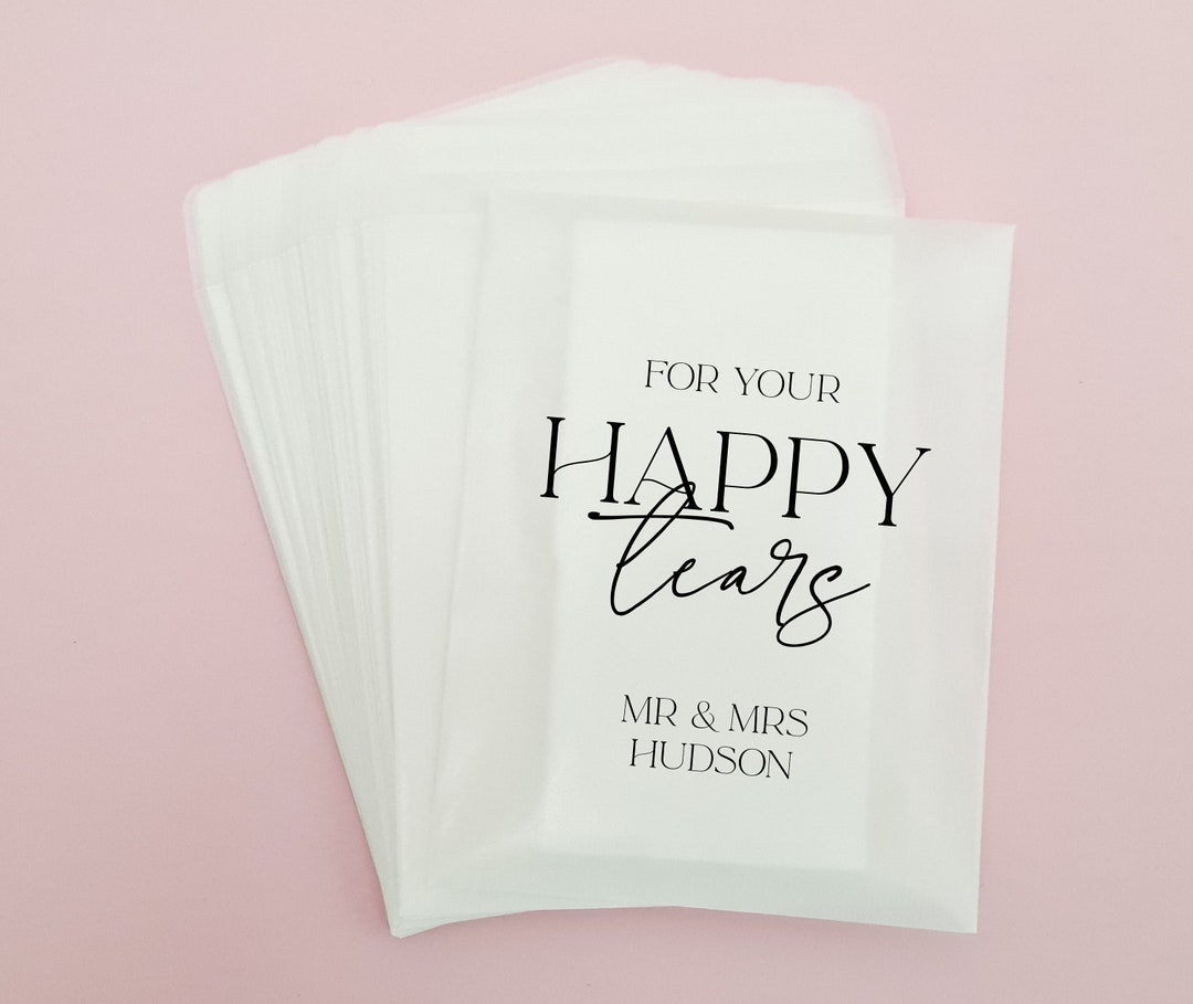 Happy Tears Wedding Tissues Packets 100% Biodegradable Glassine - Empty ...