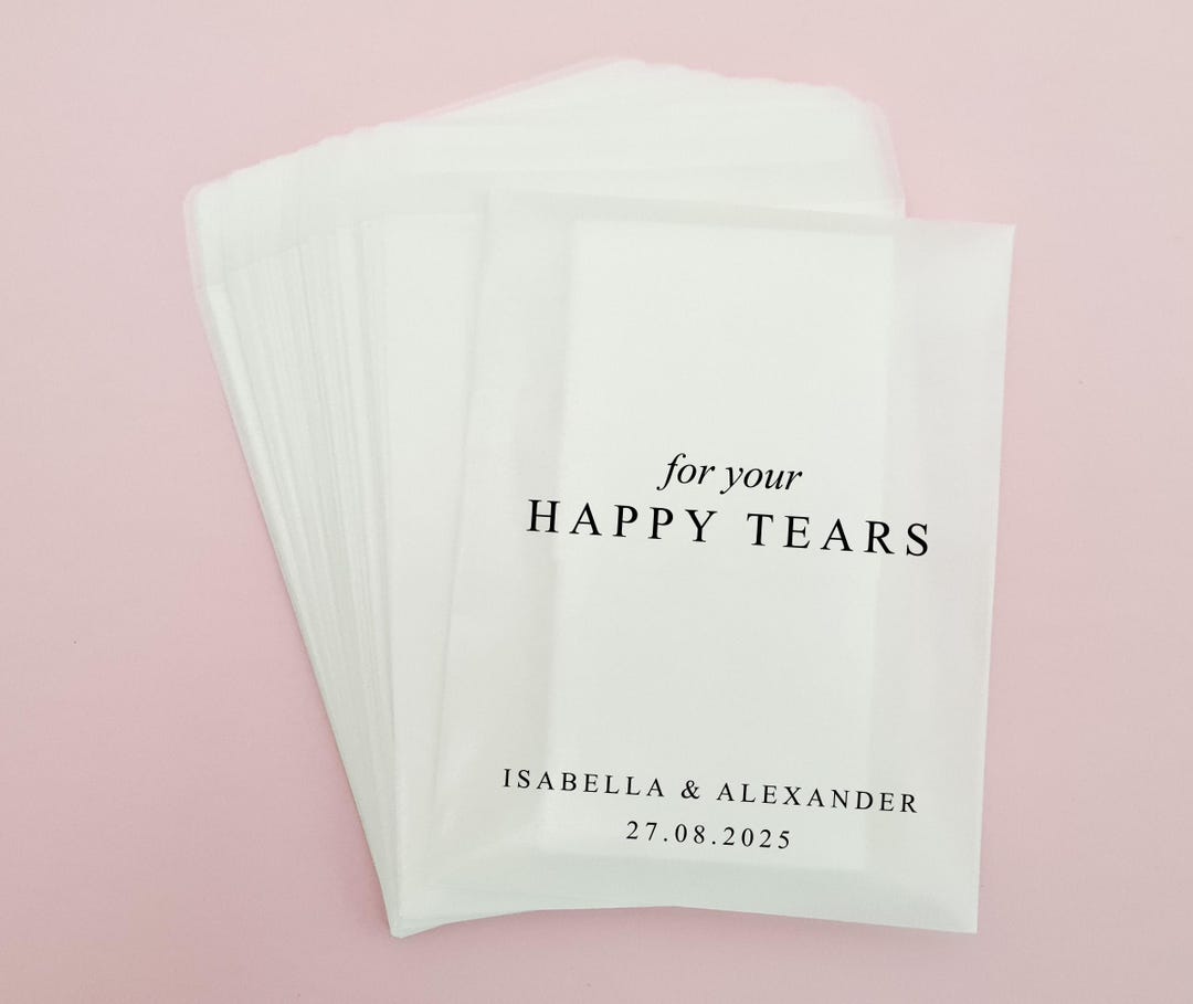 Happy Tears Wedding Tissues Packets 100% Biodegradable Glassine - Empty ...