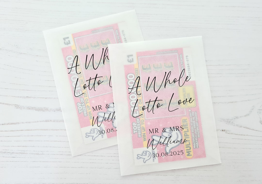 Scratch Card Holder Wedding Favour Packets A Whole Lotto Love Lucky in ...