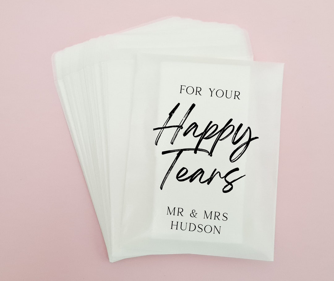 Happy Tears Wedding Tissues Packets 100% Biodegradable Glassine - Empty ...