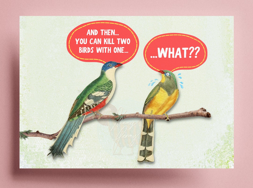 Hilarious Bird Pun Card - Double the Laughs, Kill Two Birds With One ...