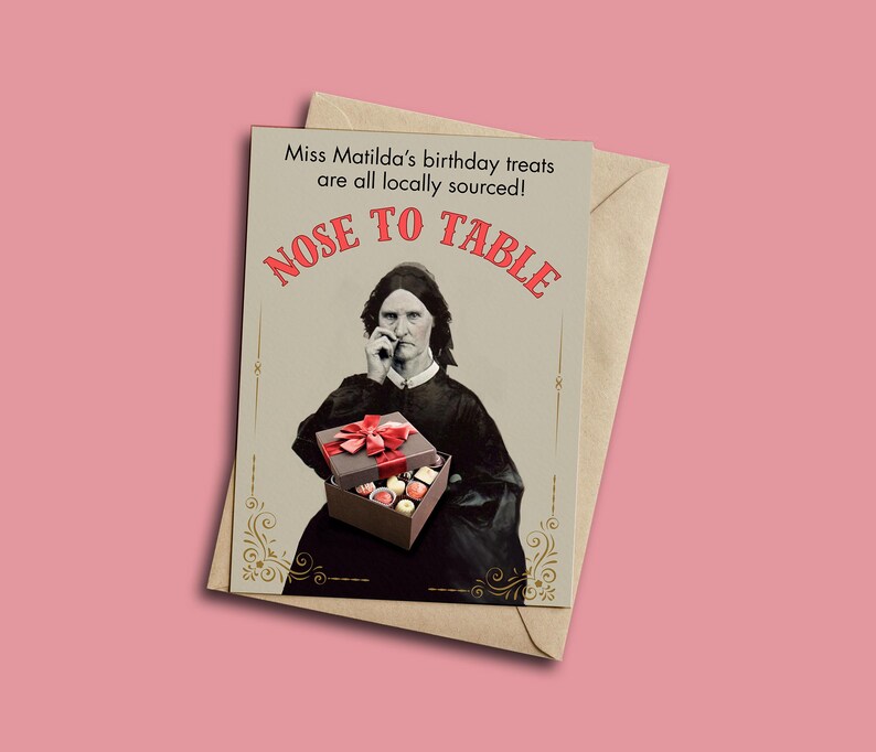 Funny Birthday Card: Miss Matilda Vintage Art - Nose to Table - Etsy