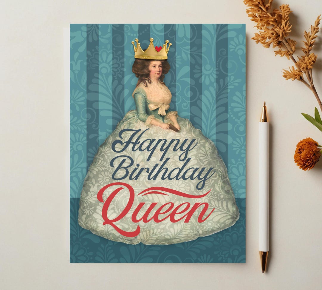 Happy Birthday Queen Card - Regal Vintage Style Greeting Card for Her ...