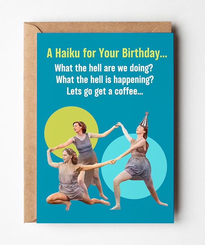 Funny Haiku Birthday Card: Vintage Dance Scene - Etsy