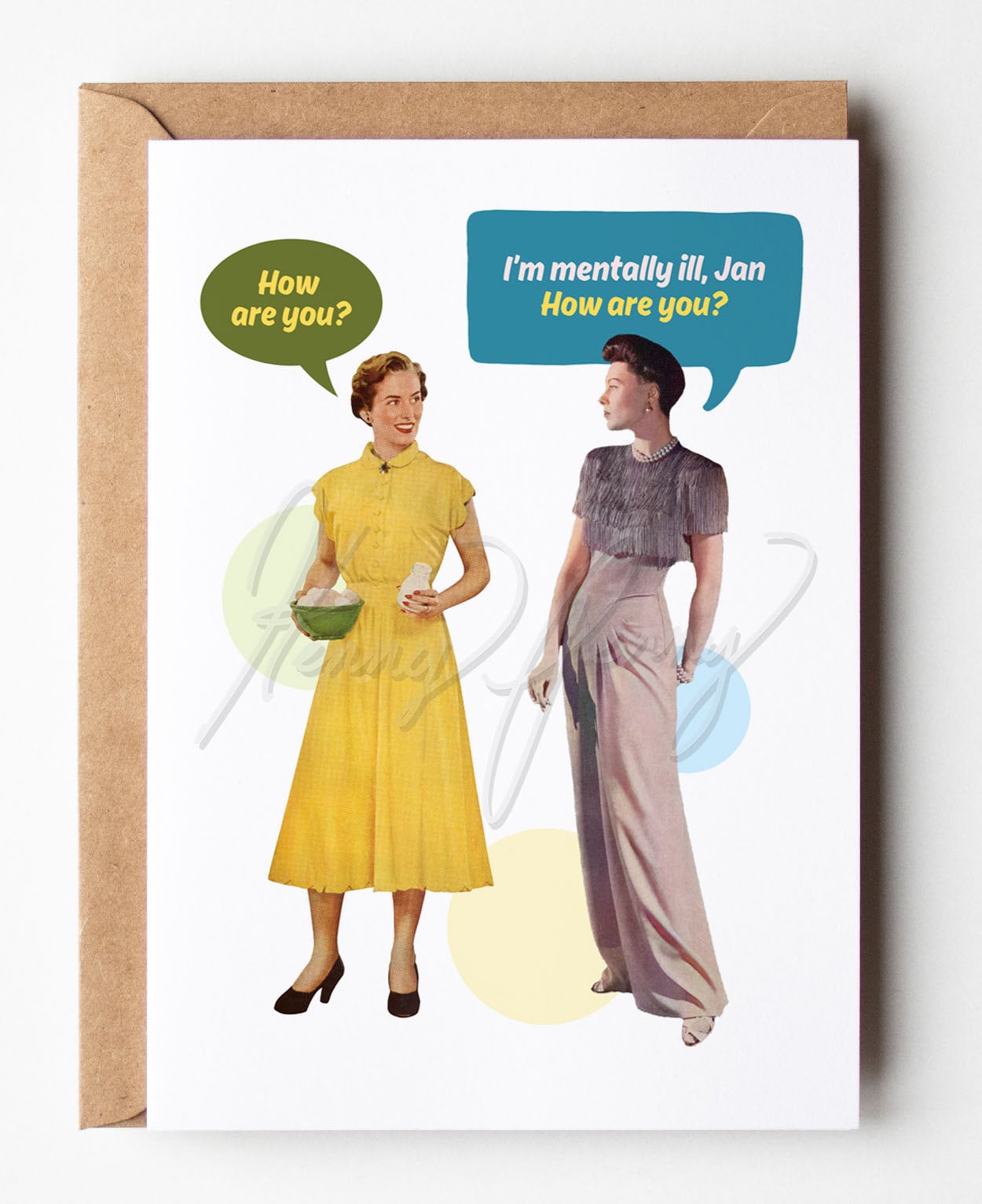 Funny Retro Birthday Card for Her Sarcastic Birthday Card Mental Health ...