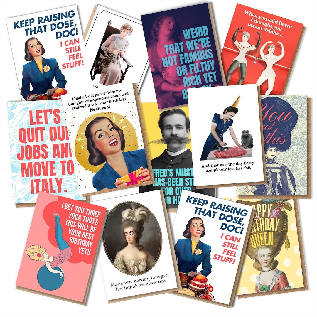 Funny Quirky Greeting Card Bundle: Handmade Humor Cards, Blank Inside ...