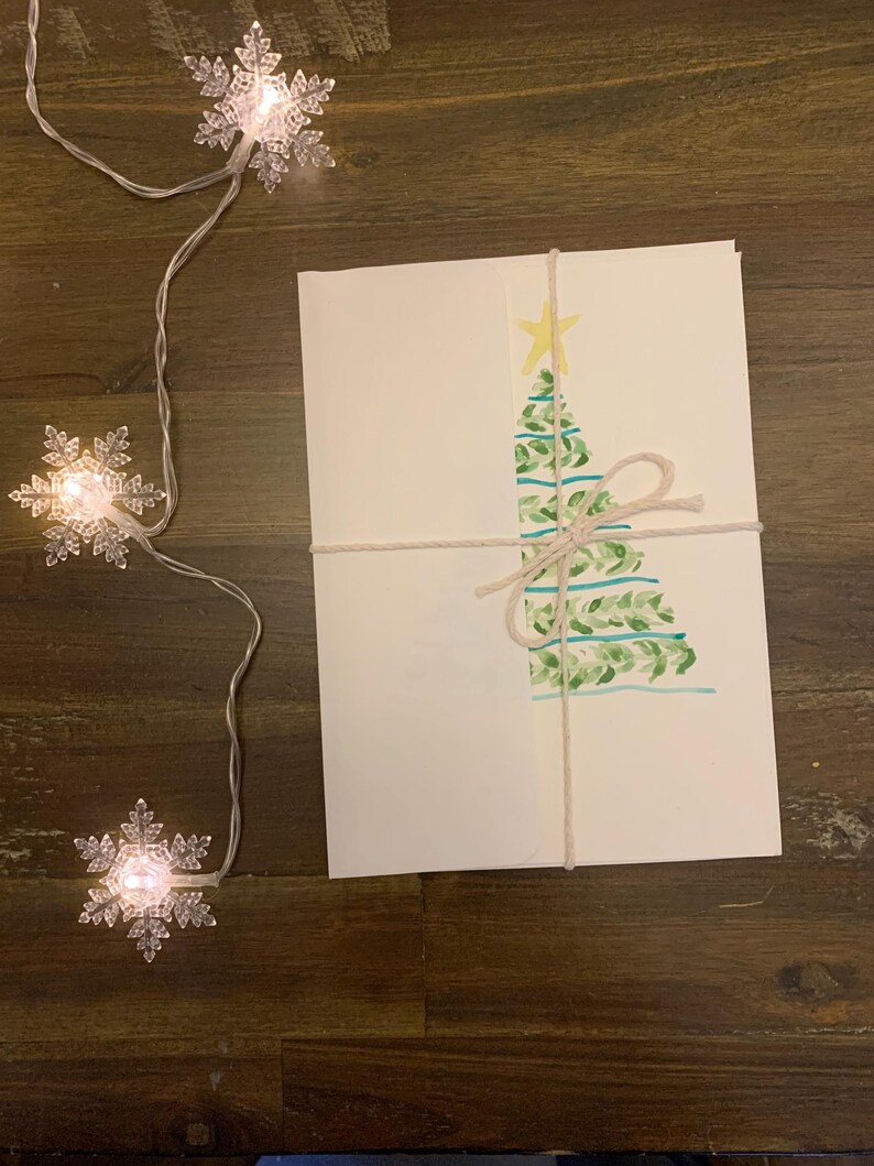 Christmas Tree Holiday Hand-painted Greeting Card - Etsy