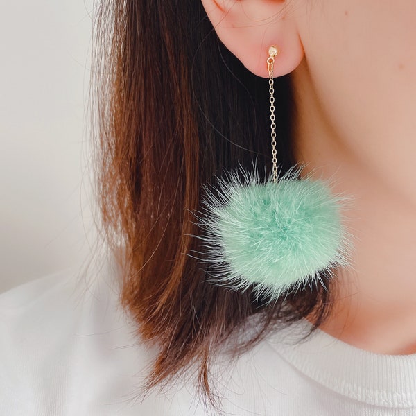 Pom Pom Earrings - Etsy
