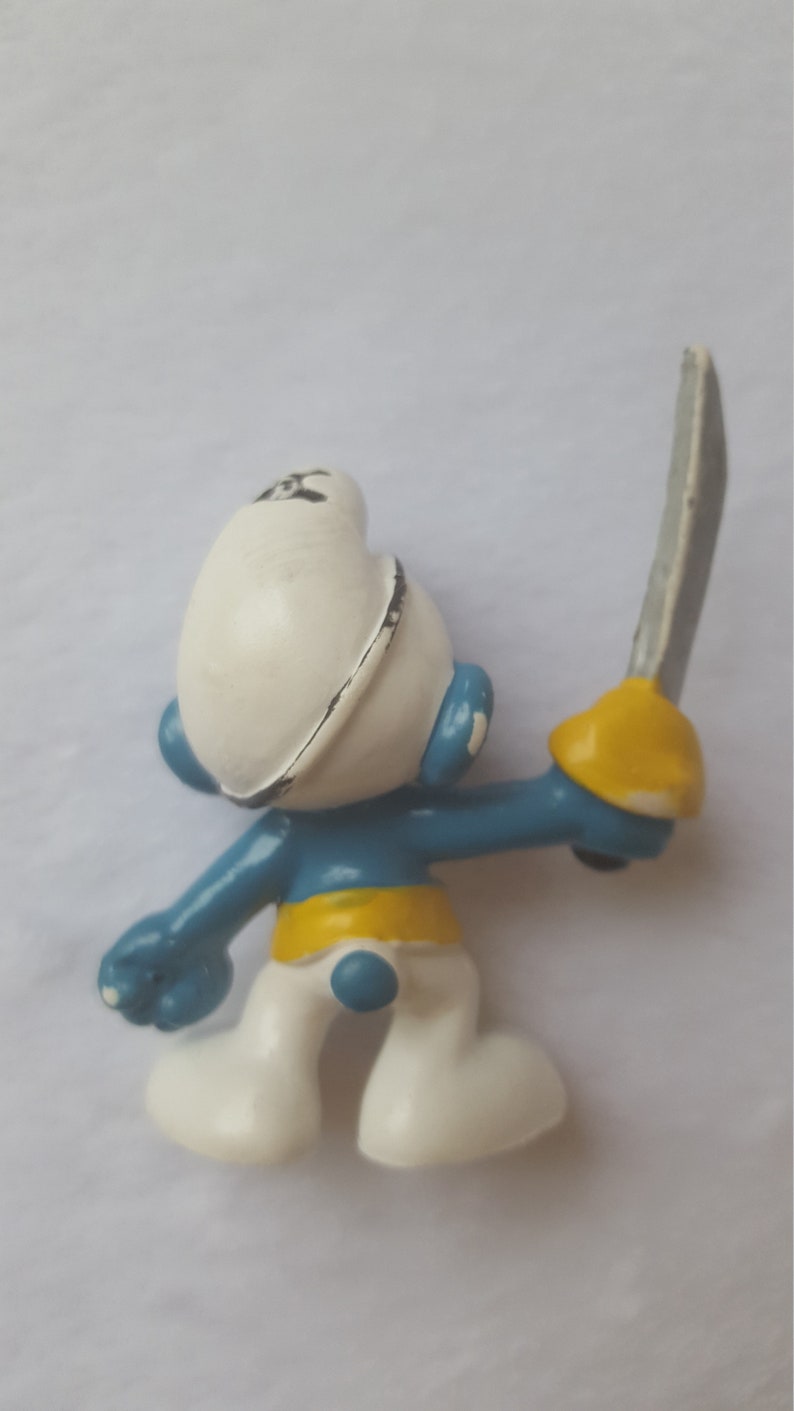 Pirate Smurf PVC Figure, Smurf With Sword Figurine - Etsy