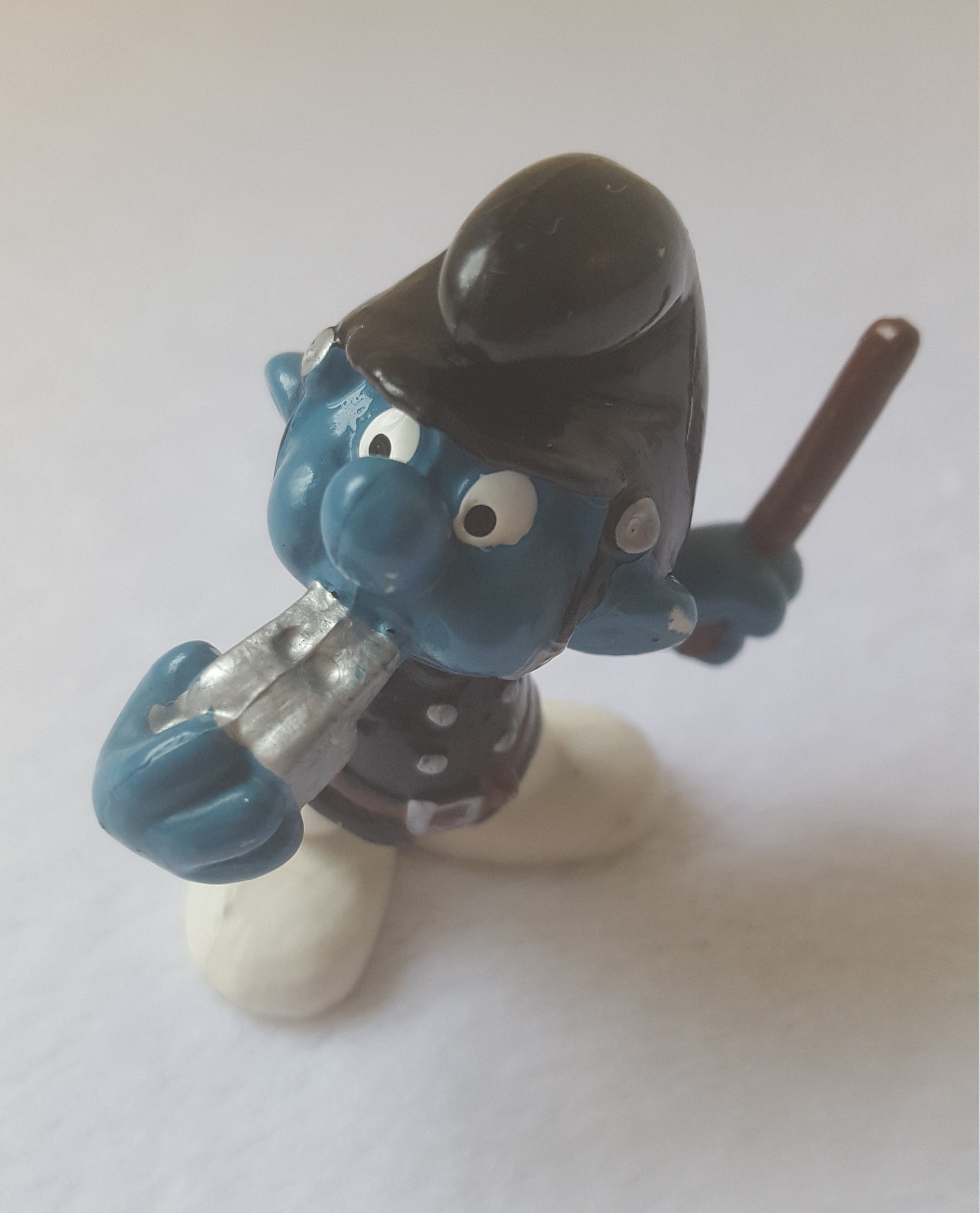 Police Officer Smurf PVC Figure, Policeman Smurf Figurine From 1981 - Etsy