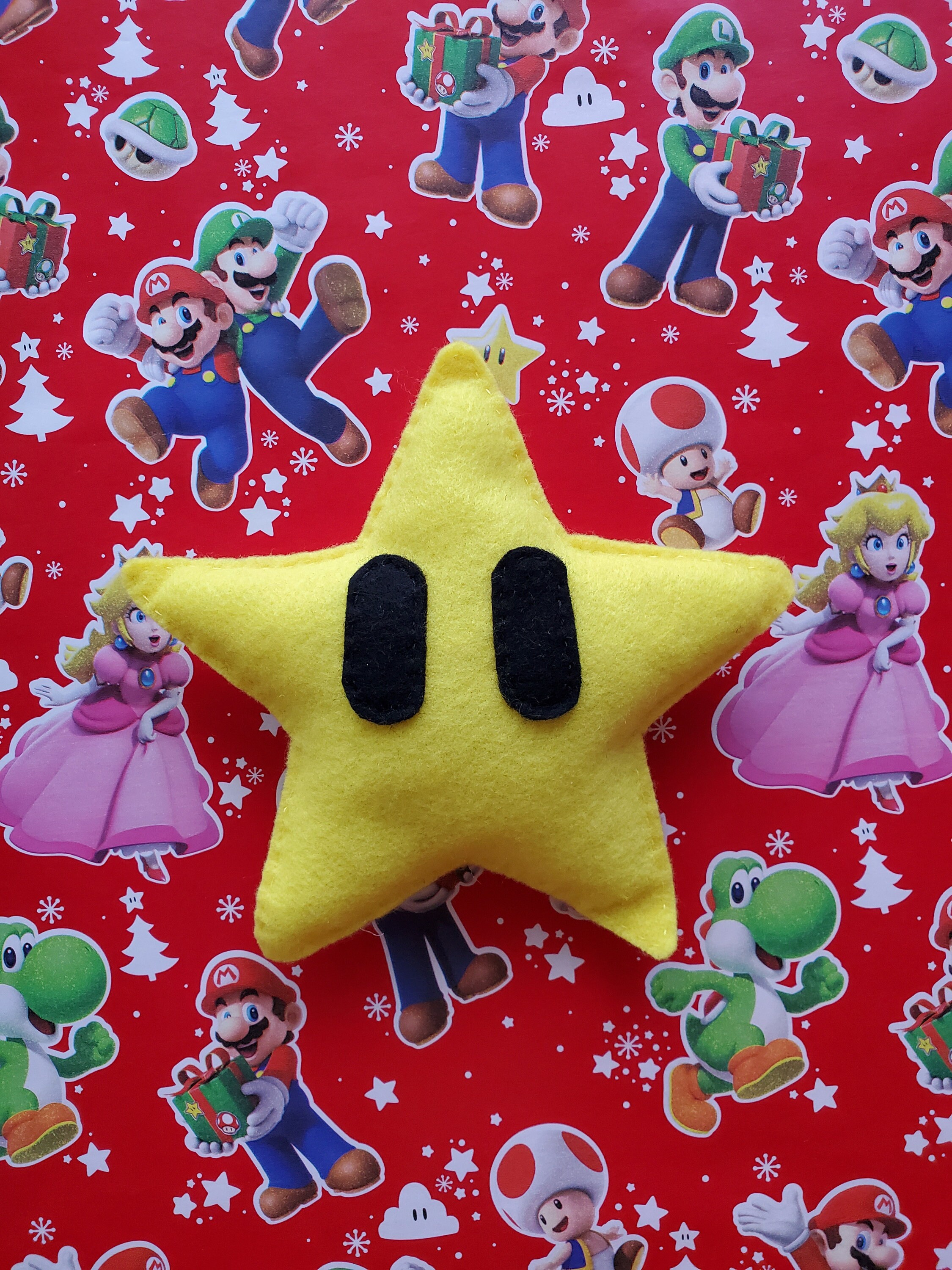 Mario Super Star Stuffie, Hand Sewn Felt Plush Yellow Nintendo Star - Etsy