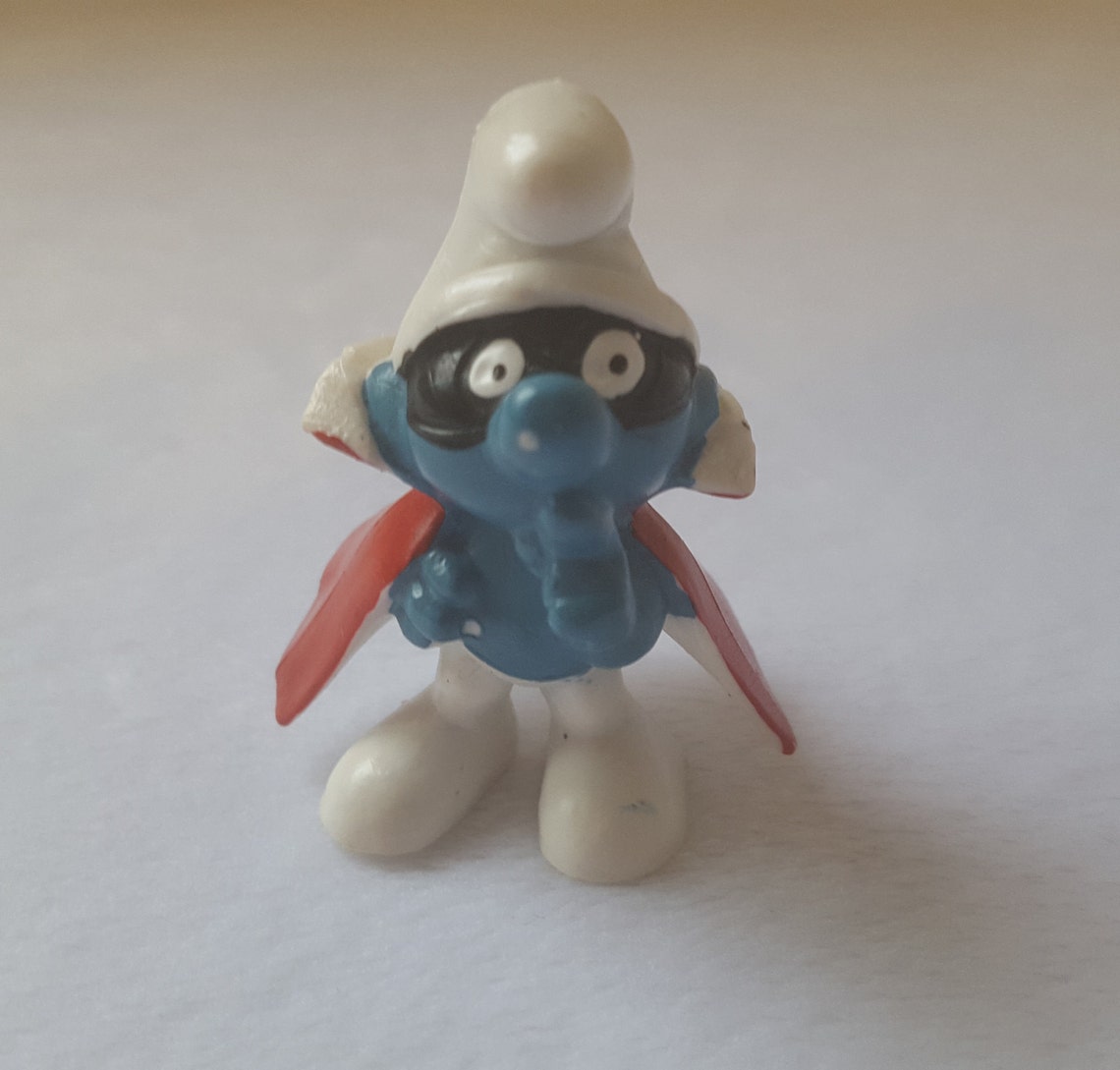 Spy Smurf PVC Figure Smurf Figurine With Cape and Mask - Etsy
