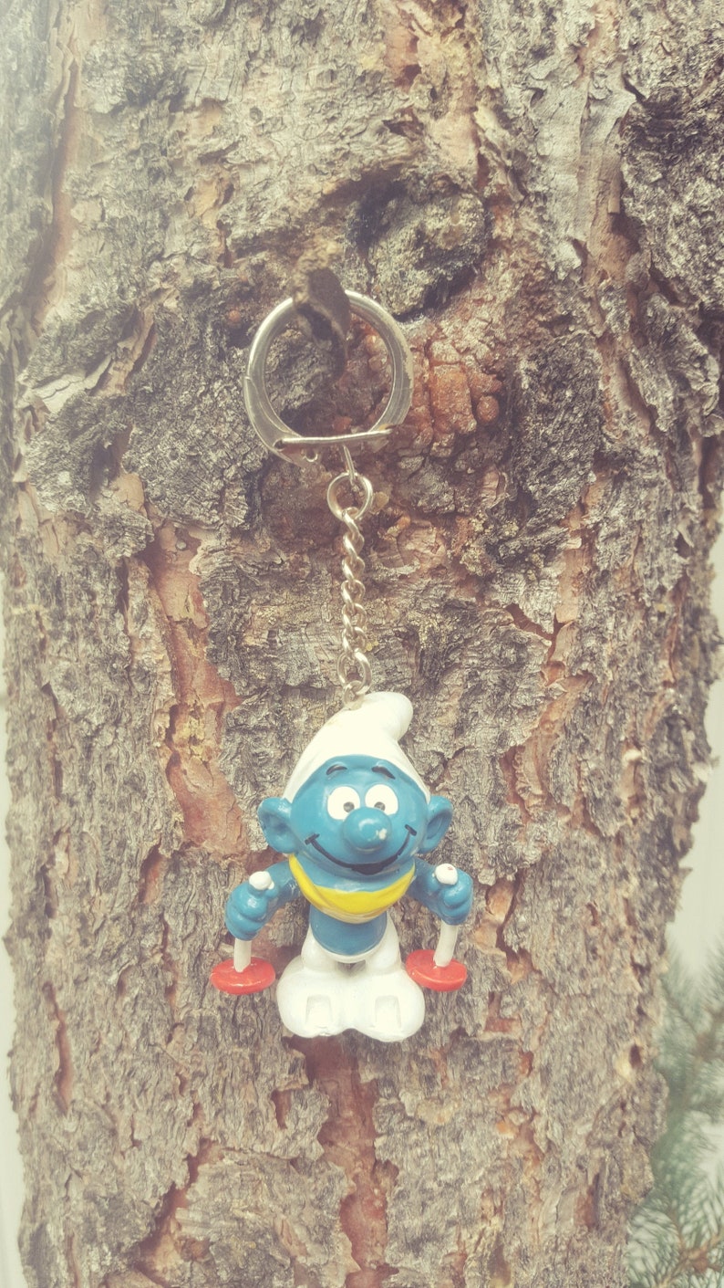 Skier Smurf Keychain PVC Figure, Smurf With Skis Figurine - Etsy Canada