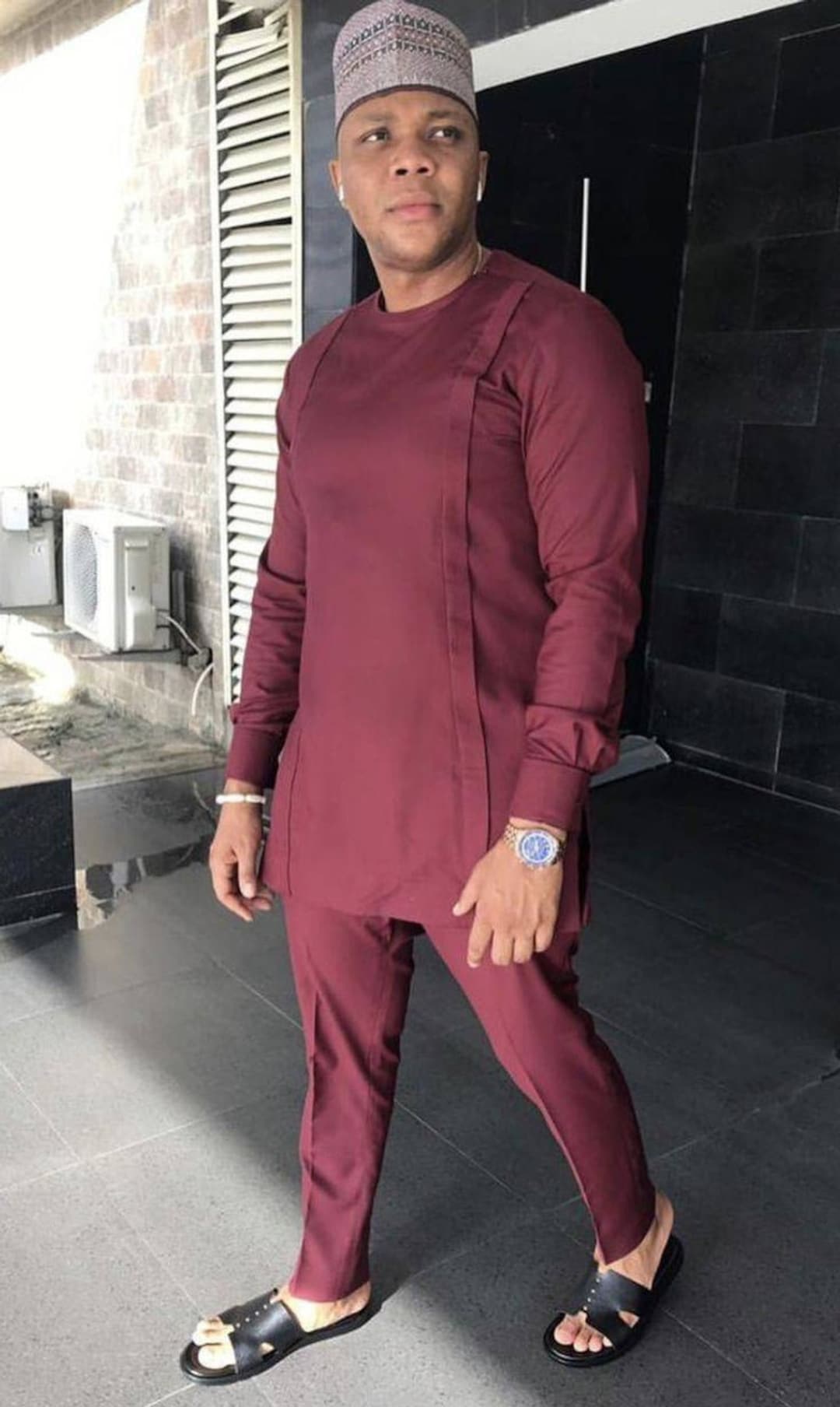 Wine Senator Suit, African Men Suit, Dashiki Suit, African Men Clothing ...