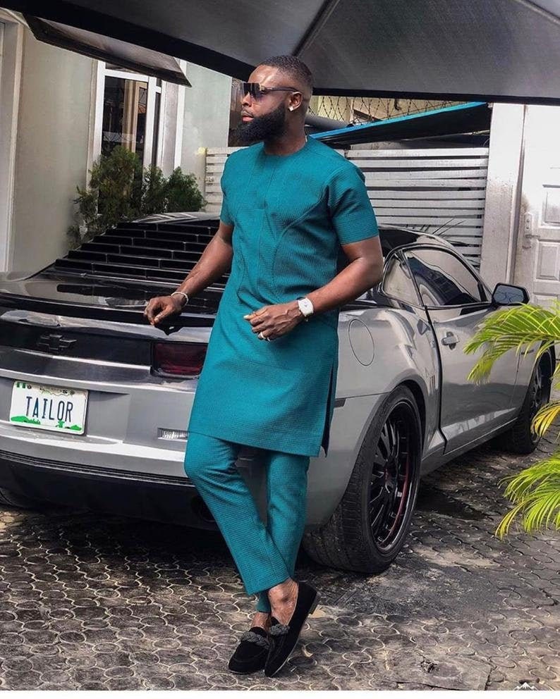 African Turquoise Blue Senator Suit African Men Clothing - Etsy