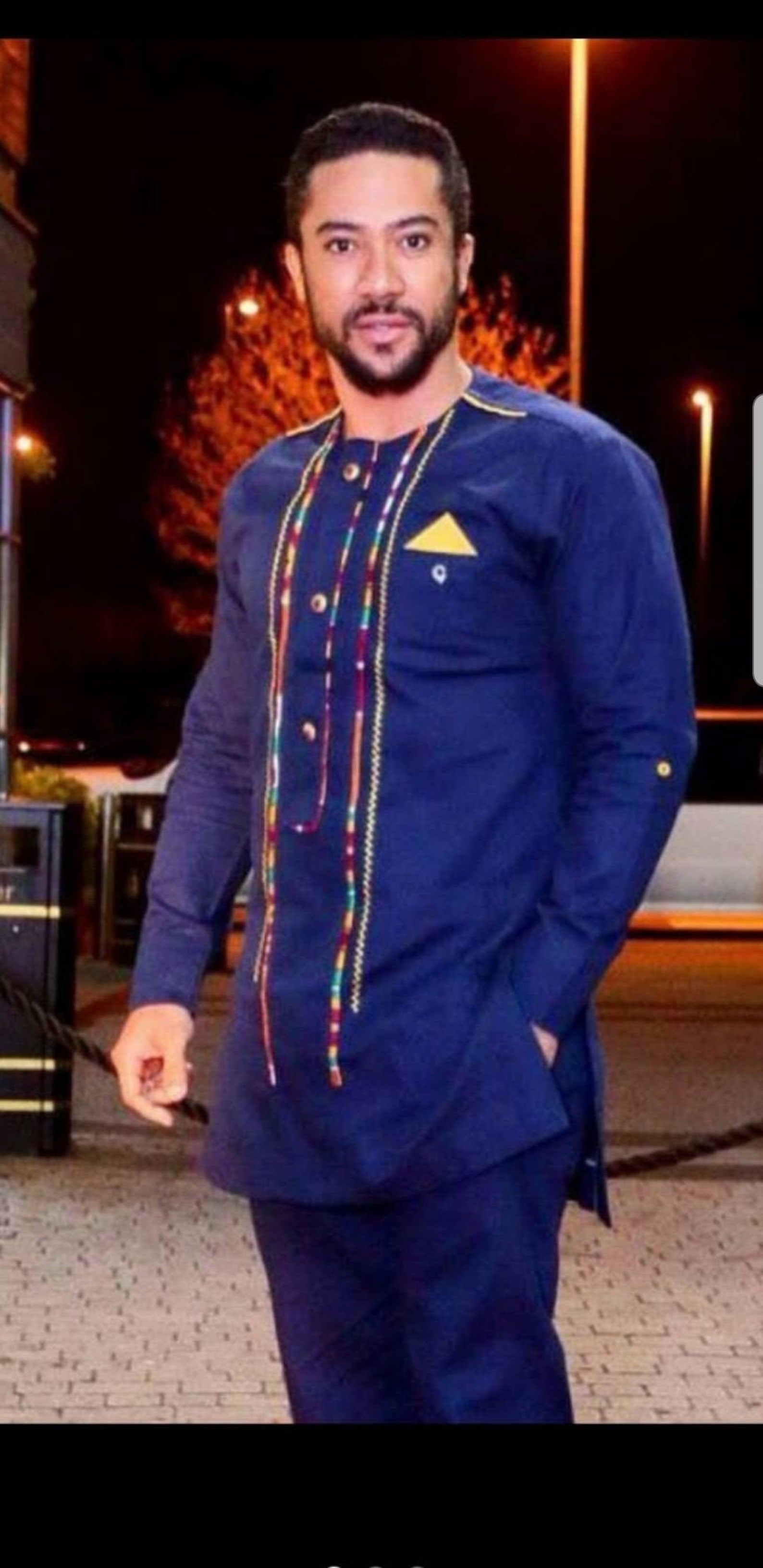 Blue African Dashiki Suit, Blue Suit, African Men Wedding, Groomsmen ...