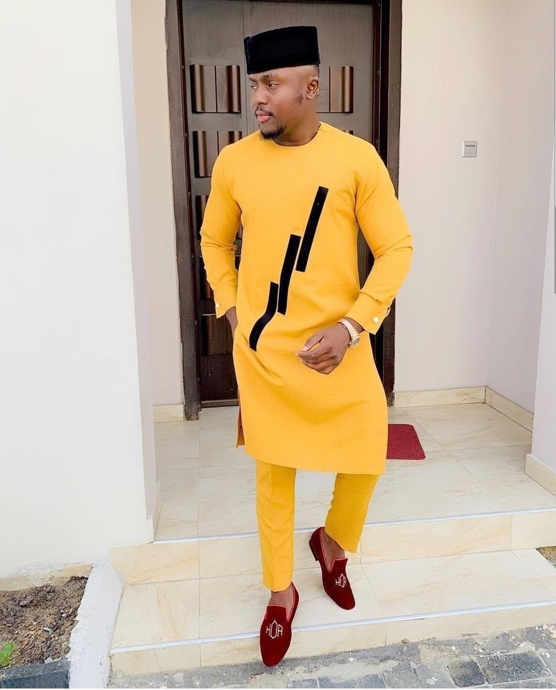 Yellow African Man Suit African Dashiki Yellow Senator Suit - Etsy