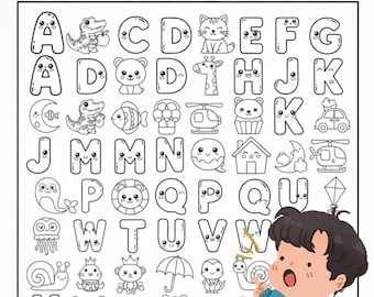 ABC Coloring Pages | A to Z Printable Coloring Book (digital Download ...