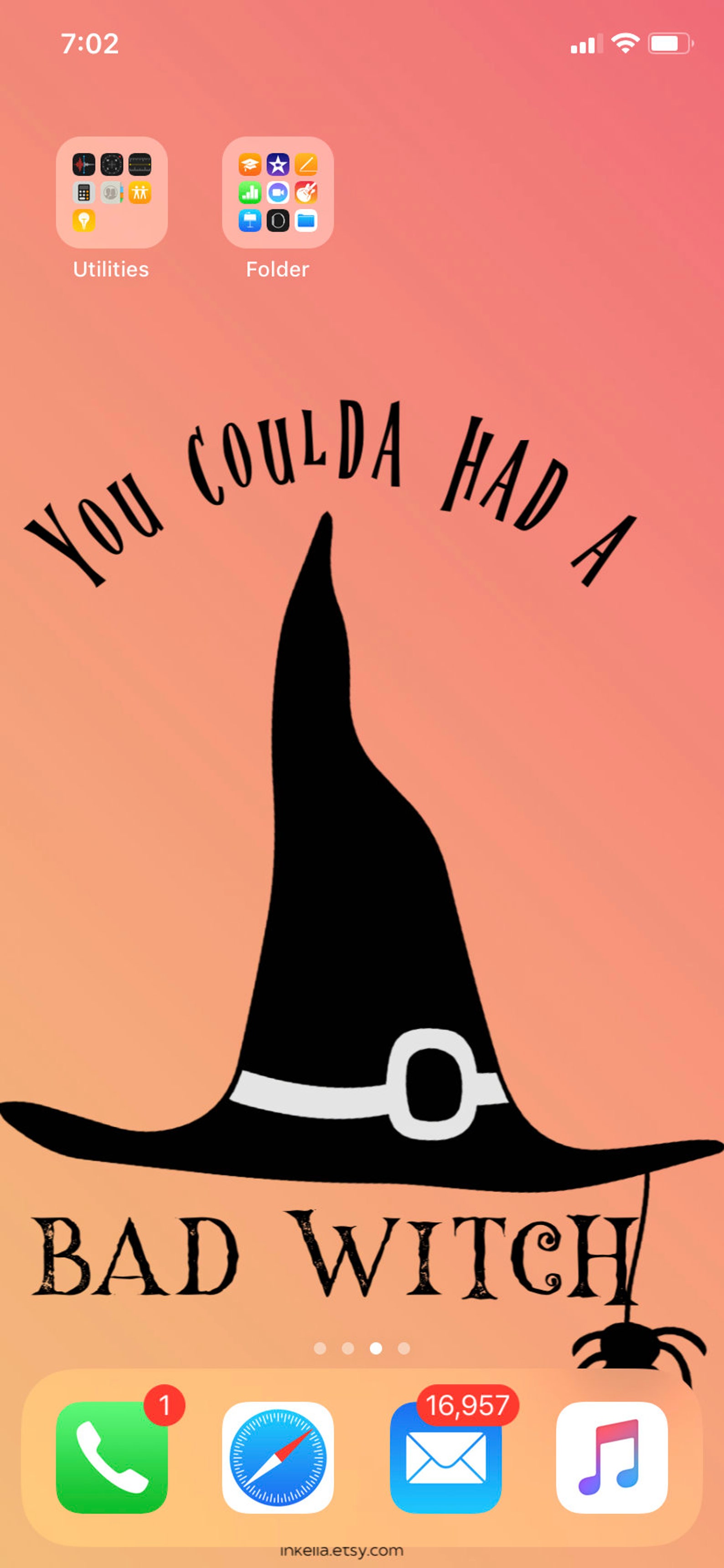 Phone Lock Screen and Home Screen Wallpaper BAD WITCH iPhone Background ...