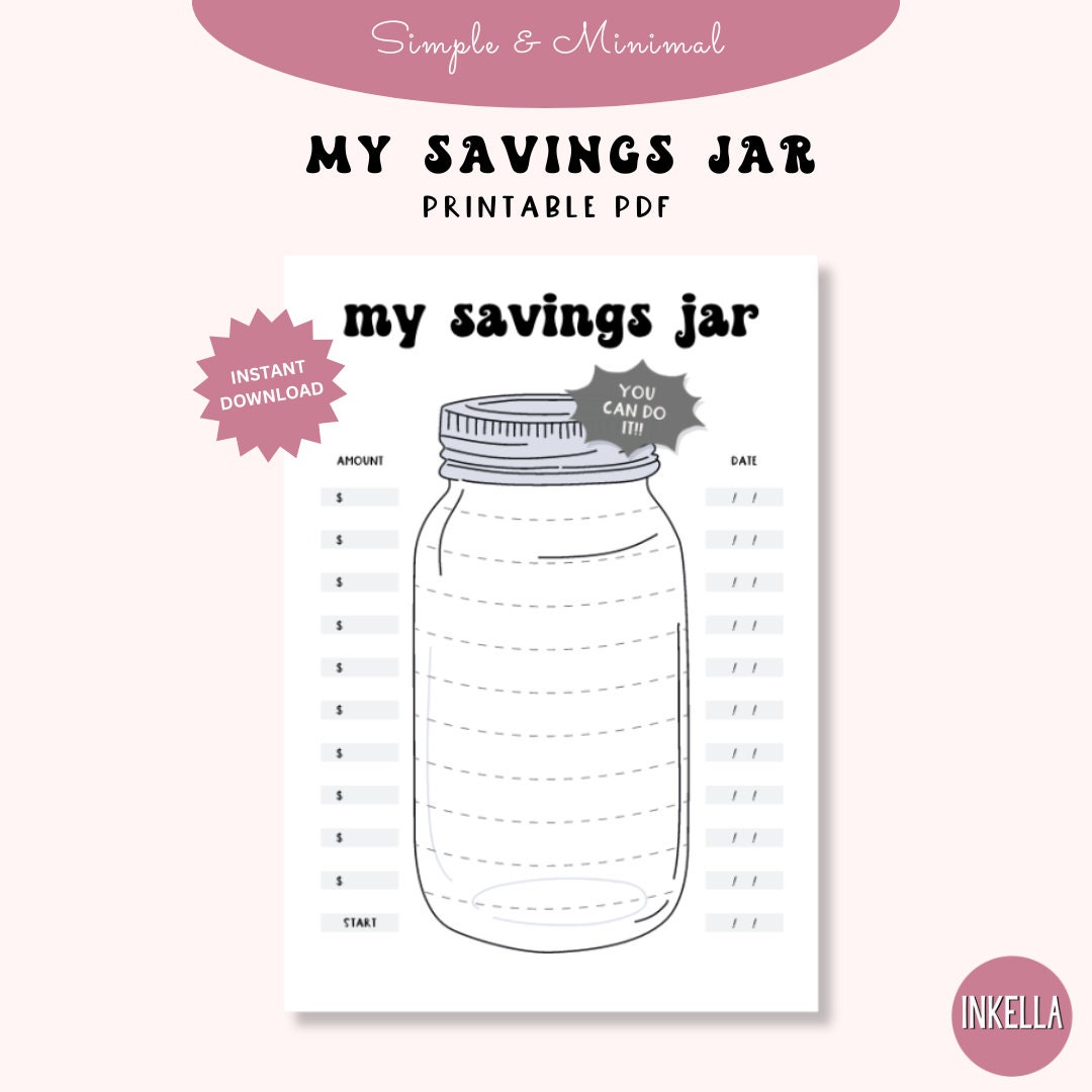 Printable Mason Jar Savings Tracker With Color-in Sections - Track Your ...