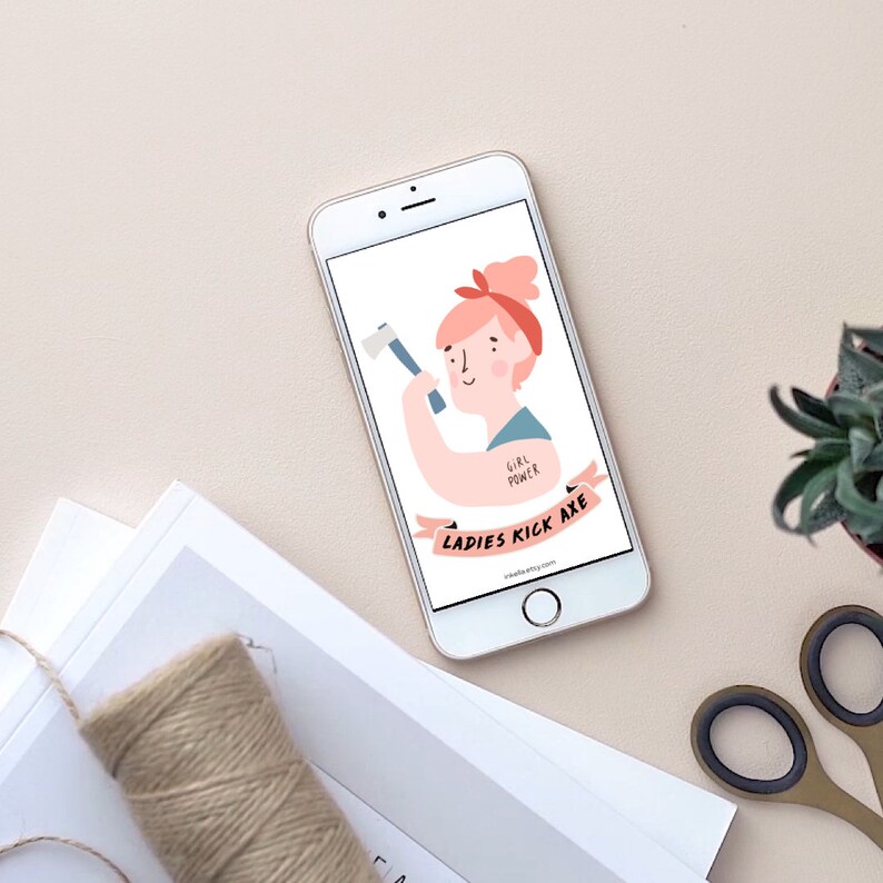 Phone Lock Screen and Home Screen Wallpaper LADY AXE THROWER - Etsy