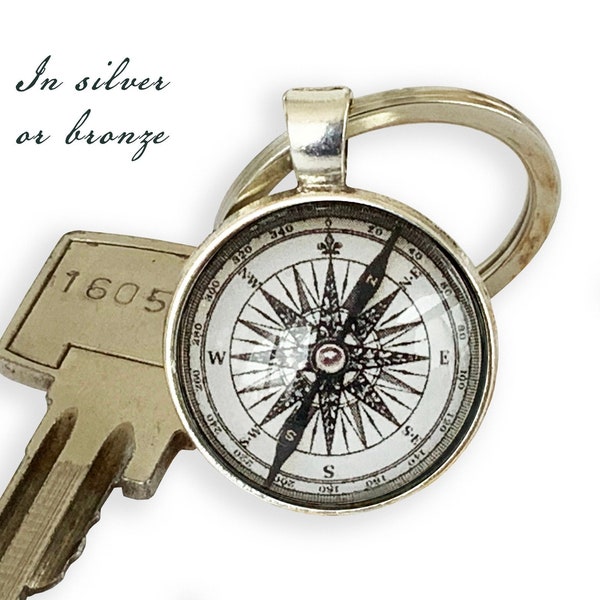 Engraved Compass Keychain - Etsy