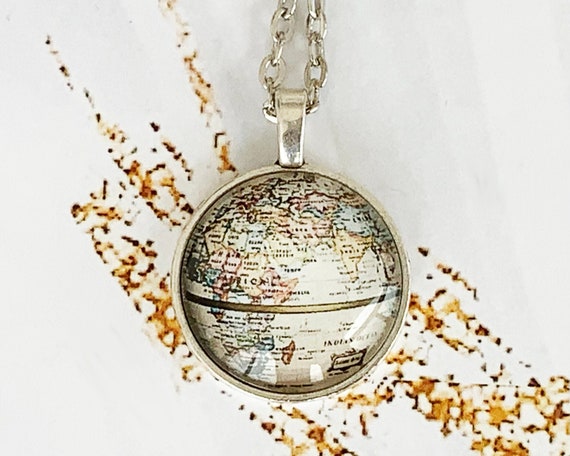 World Map Globe Necklace Earth Necklace Globe Necklace Map | Etsy