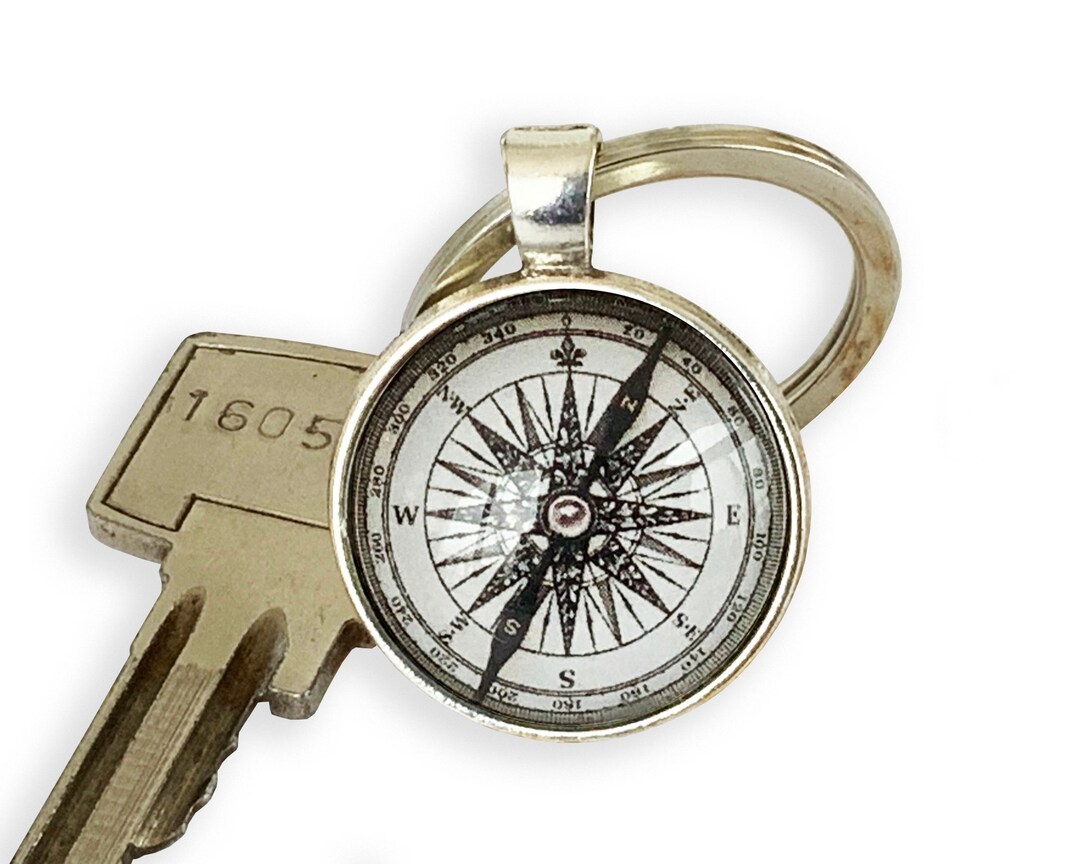 Vintage Compass Keychain, Travelers Gift, Vintage Nautical Keychain ...