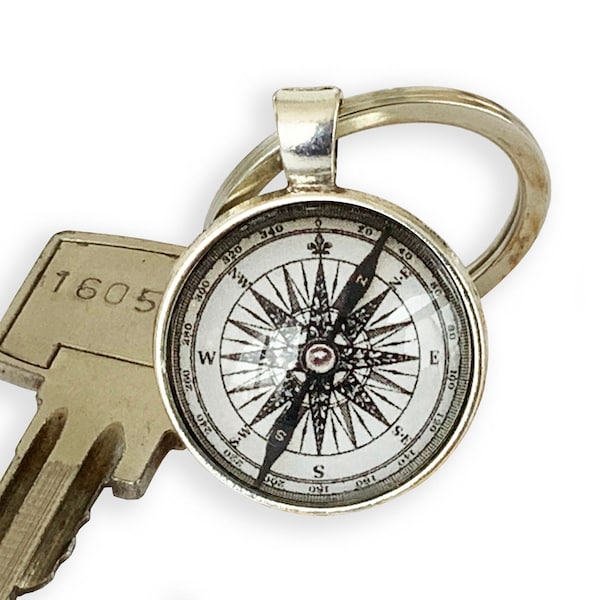 Engraved Compass Keychain - Etsy
