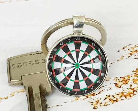 Dart target Keychain Sport key chain Dart player key ring | Etsy