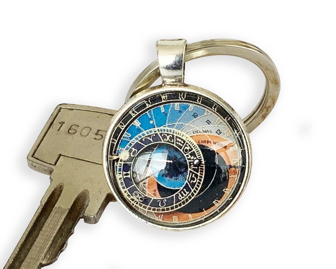 Prague Astronomical Clock Keychain: Steampunk Zodiac Keyring - Etsy