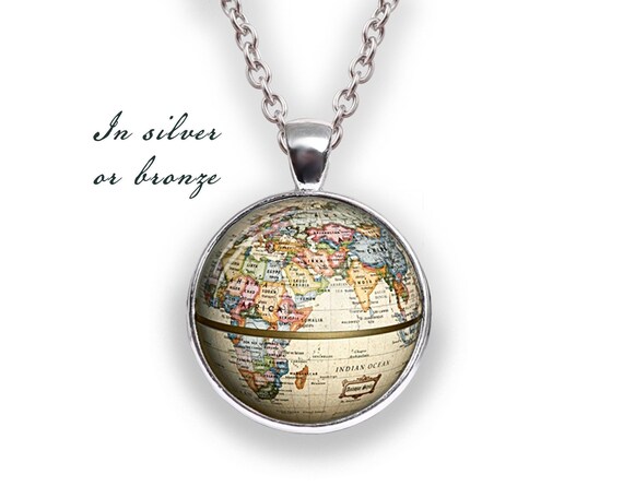 World Map Globe Necklace Earth Necklace Globe Necklace Map | Etsy