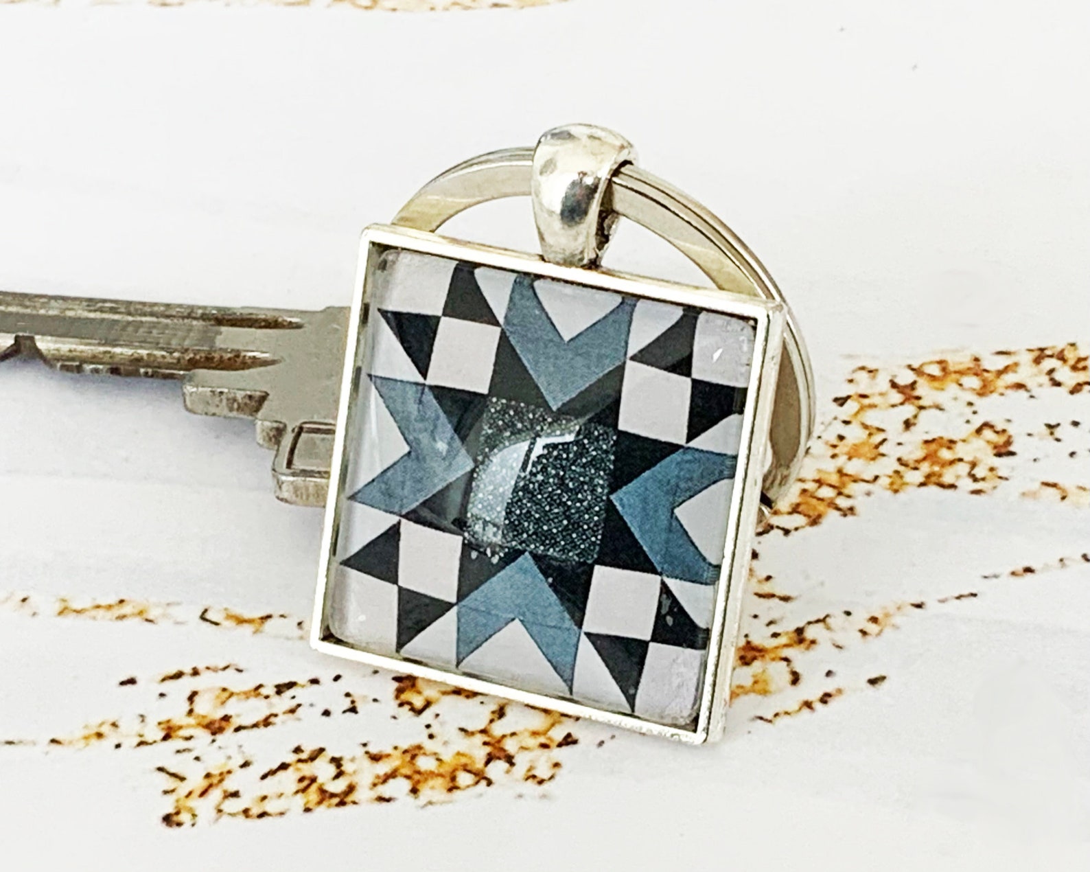 Blue Quilt Block Keychain Quilters Gift Quilting Key Chain - Etsy