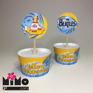 The Beatles Cupcake Toppers and Wrappers. Retro Rock'n - Etsy