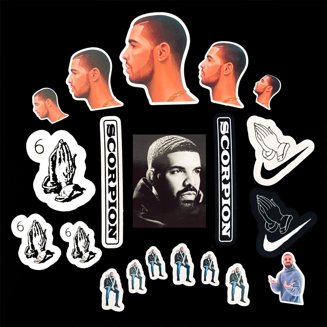 Drake 6 God Die cut sticker pack 12 stickers included | Etsy