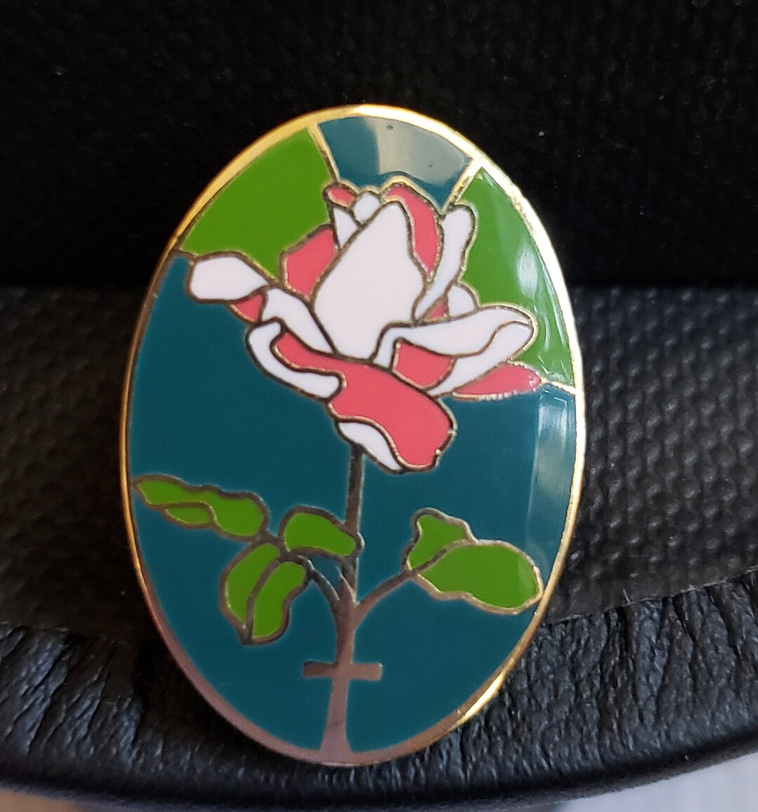 Rose Enameled Cloisonne Lapel Pin. This Brass Enameled Lapel Pin ...