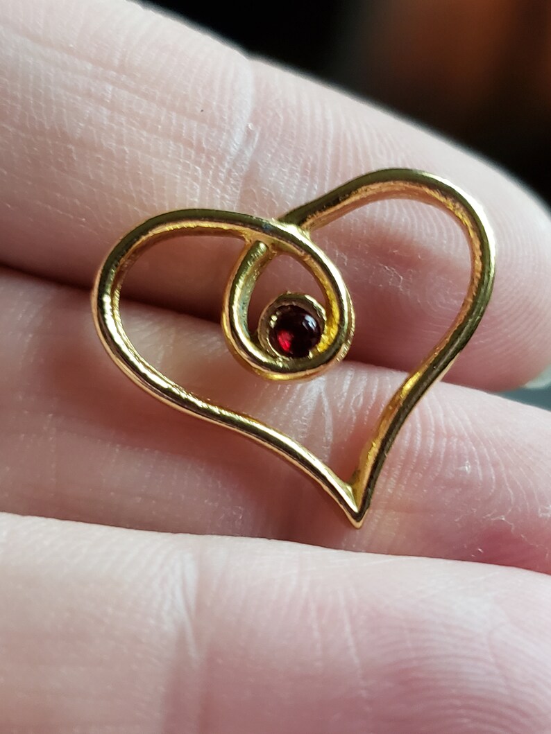 Gold Plated Heart Lapel Pin. This Simple Heart Pin Has a Small Glass ...
