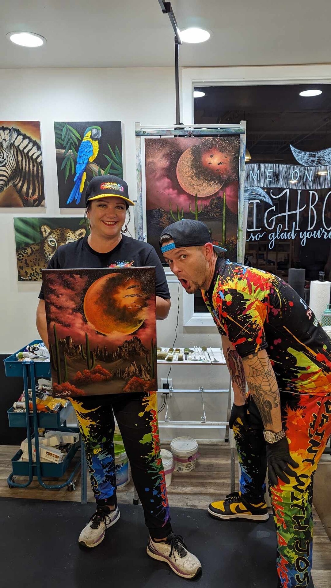 16x20 Canvas Full Moon Desert Exploding Moon Oil Painting Painted Live ...