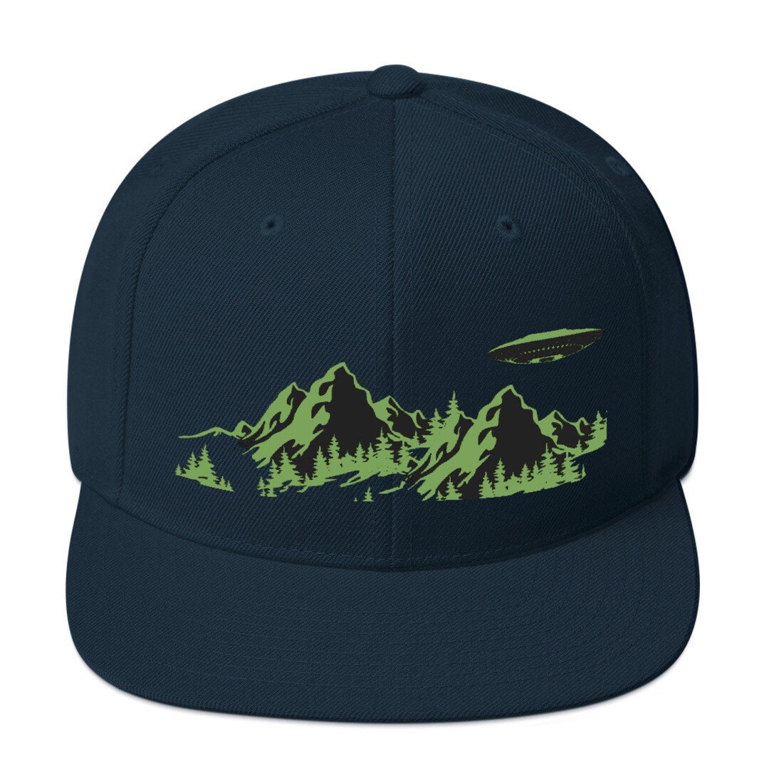Hats - Black and Green UFO Mountains & Premium Snapback Hat - Etsy