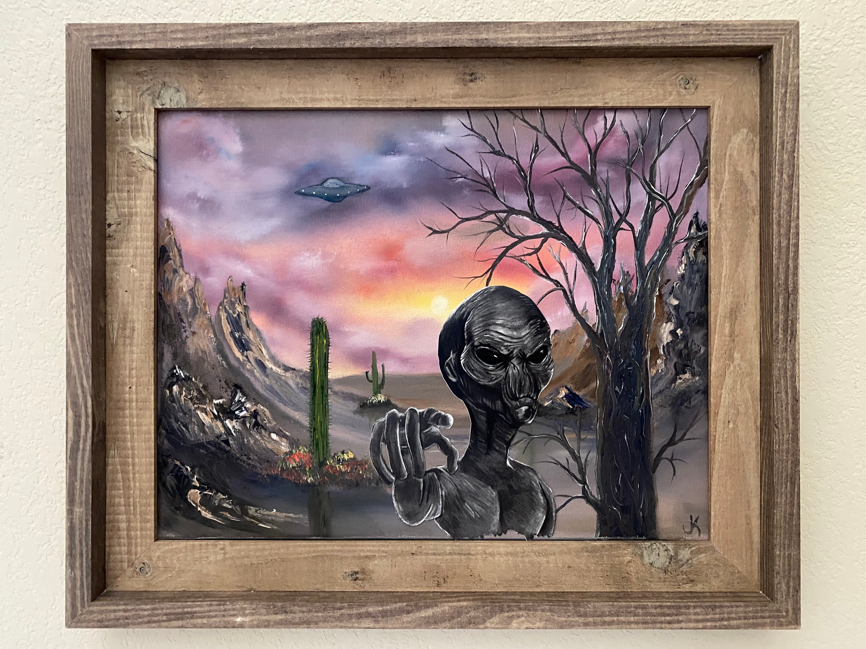 Art & Collectibles Digital Prints UFO Space Ship Desert Poster Bob Ross ...