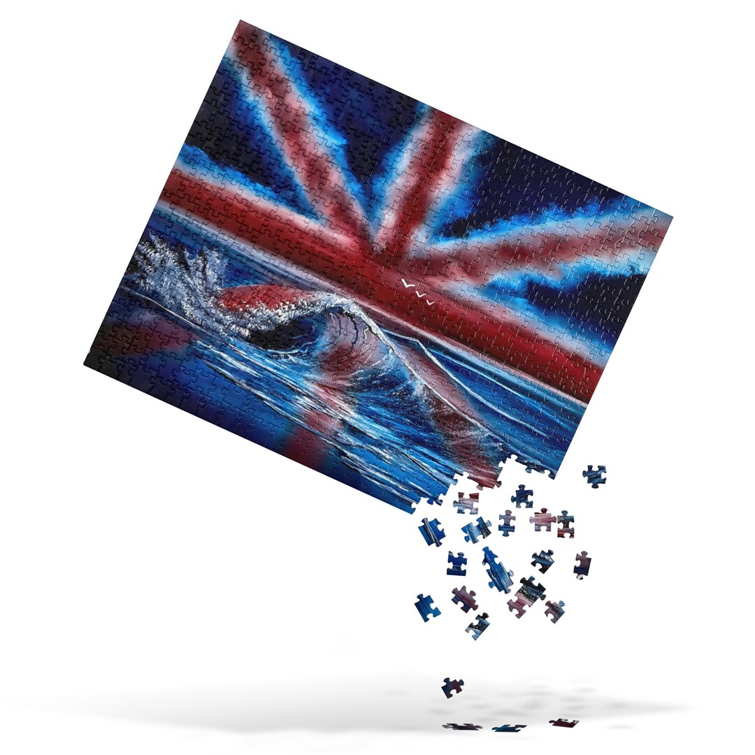 Union Jack Flag Jigsaw Puzzle - UK Flag Seascape by Paintwithjosh - Etsy