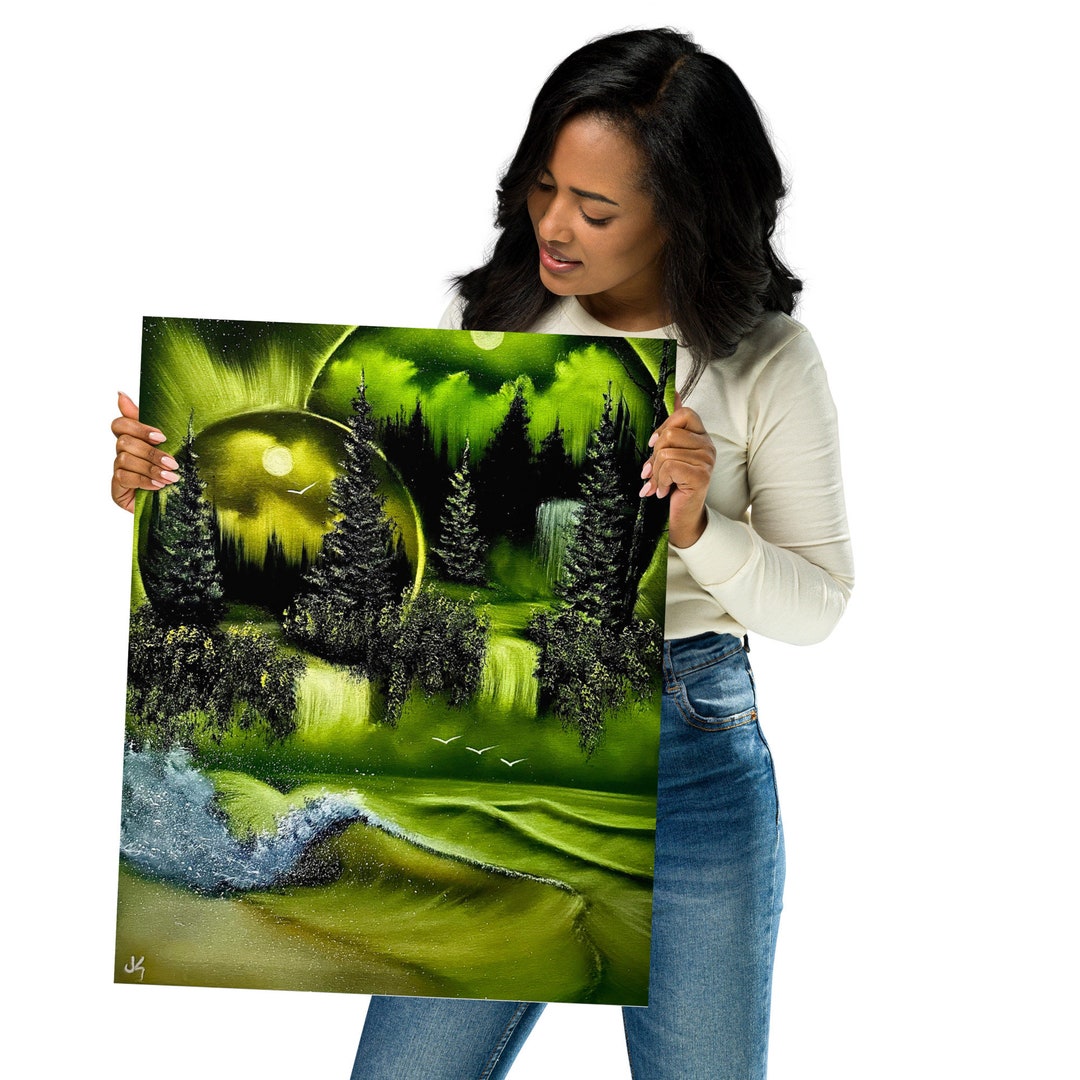 Poster Print - Yellow Double Overlapping Portal Waterfall Seascape by ...