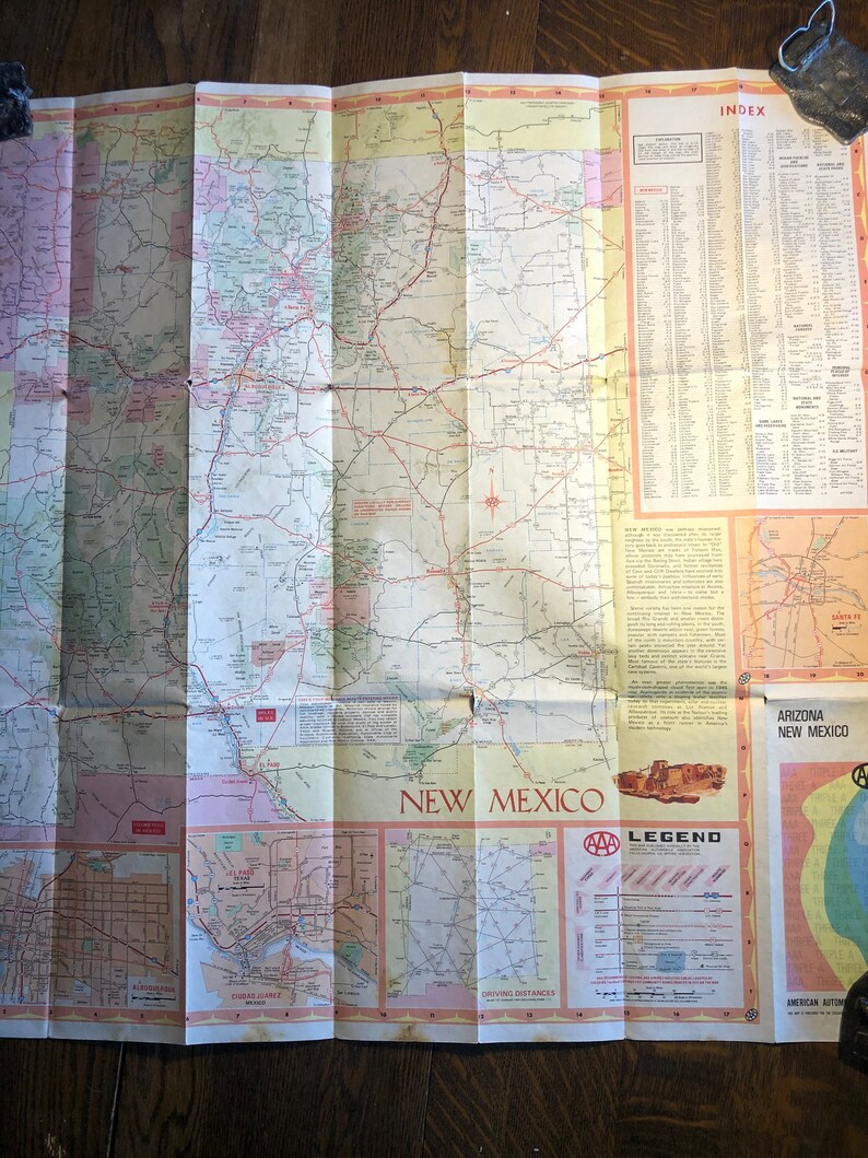 Vintage AAA Map Arizona and New Mexico C1978 - Etsy