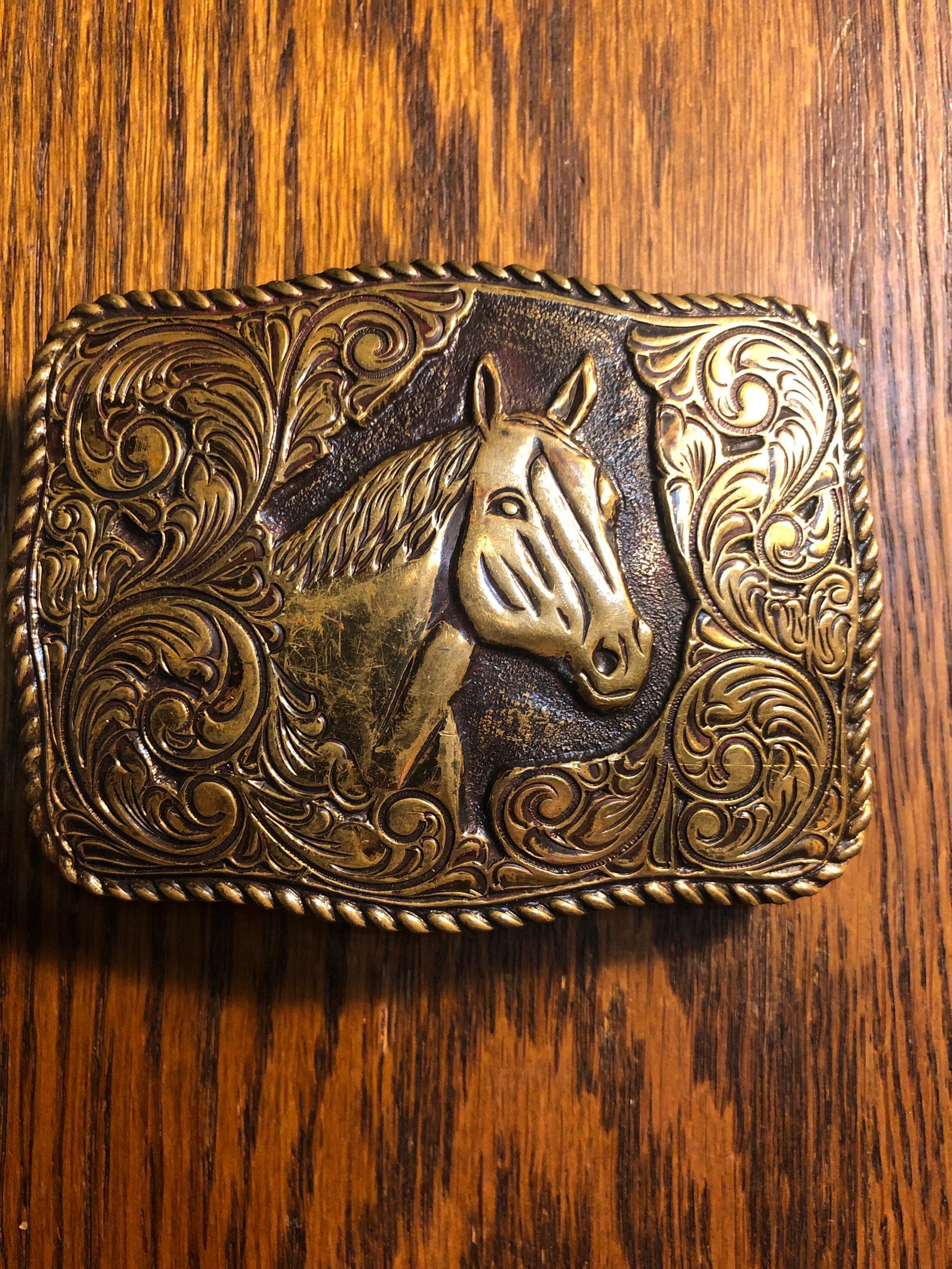 Vintage bronze Crumrine belt buckle | Etsy