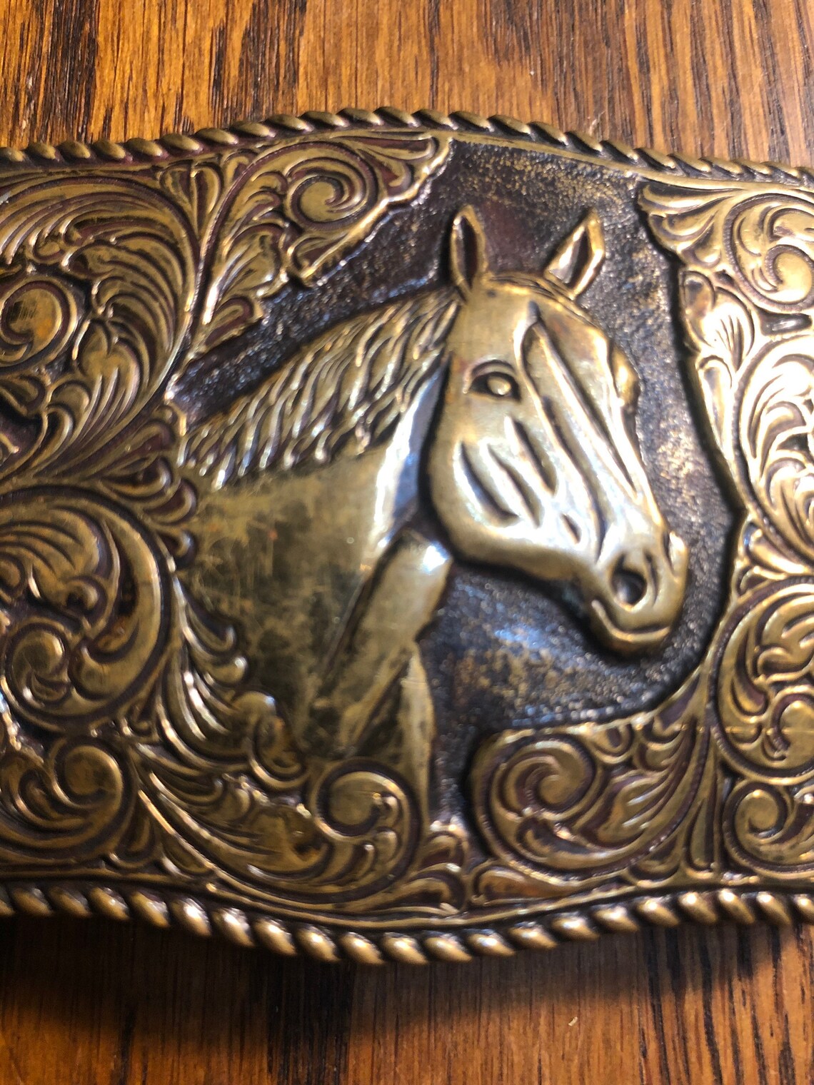 Vintage bronze Crumrine belt buckle | Etsy